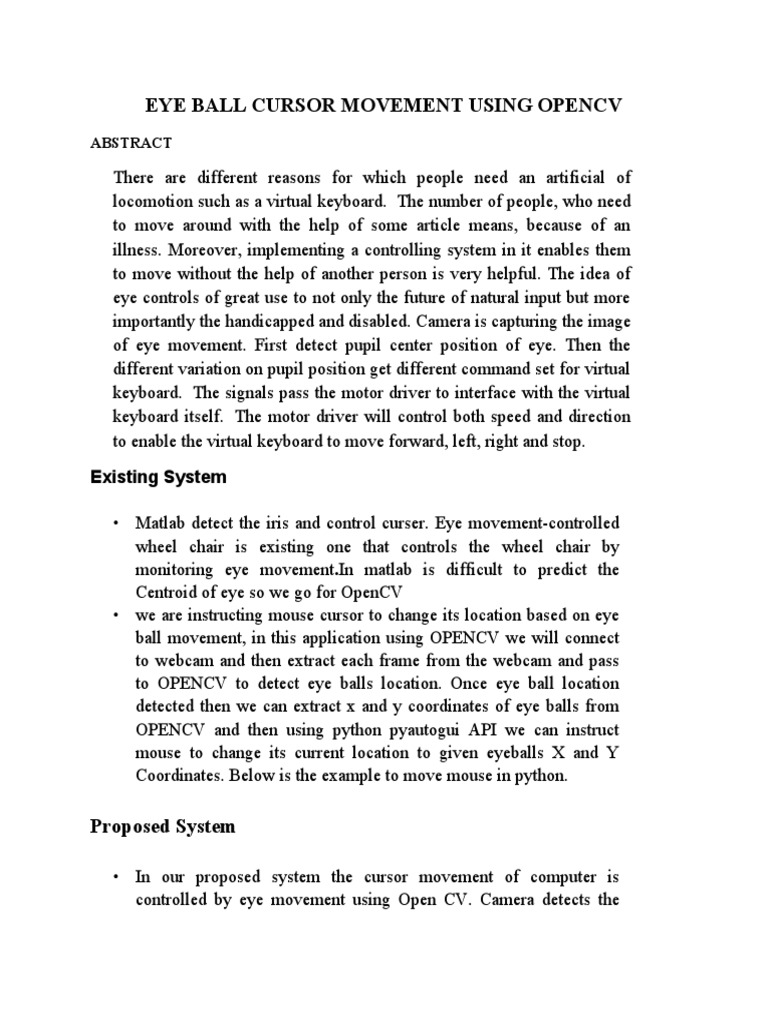 56.eye Ball Cursor Movement Using Opencv | PDF | Computer Keyboard | Device Driver