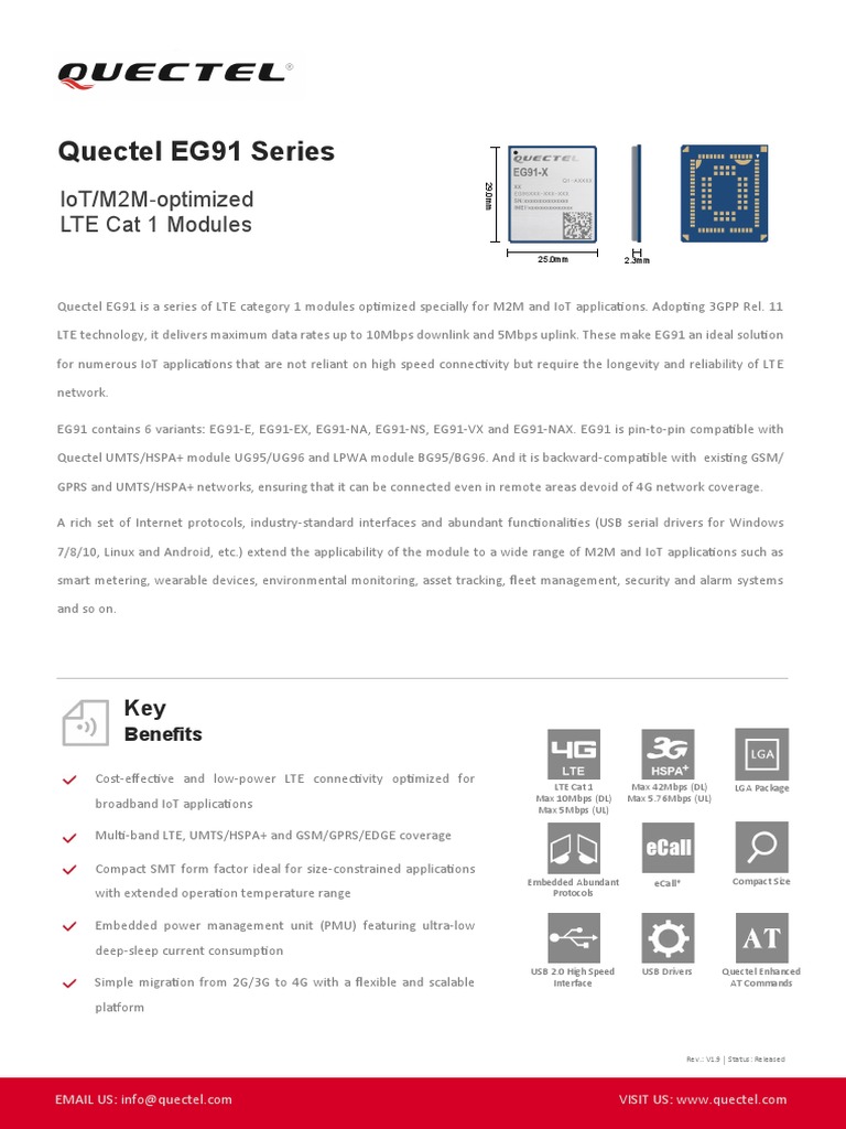 Quectel EG91 LTE Standard Specification V1.9 | PDF | Internet Of Things ...
