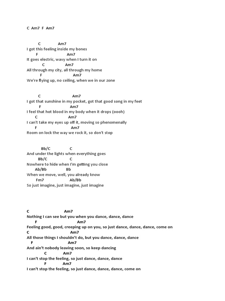 Can't Stop The Feeling Chords | PDF