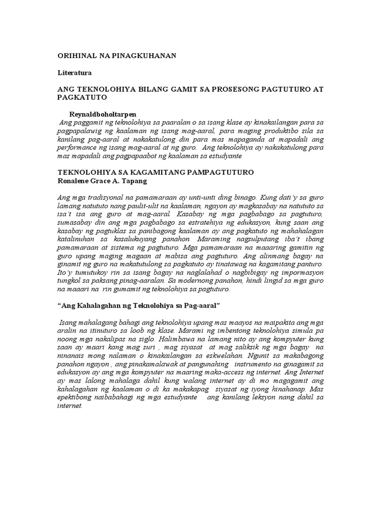 RRL - Fiilipino (Jongay) | PDF