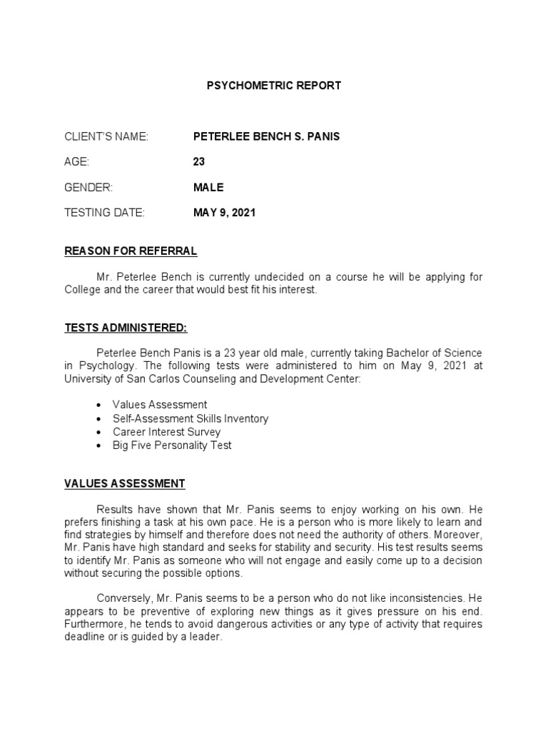 Psychometric Report | PDF | Applied Psychology | Social Psychology