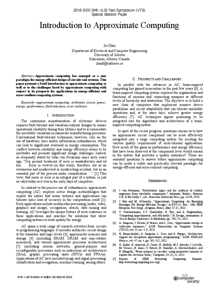 Introduction To Approximate Computing | PDF | Fault Tolerance | Central Processing Unit