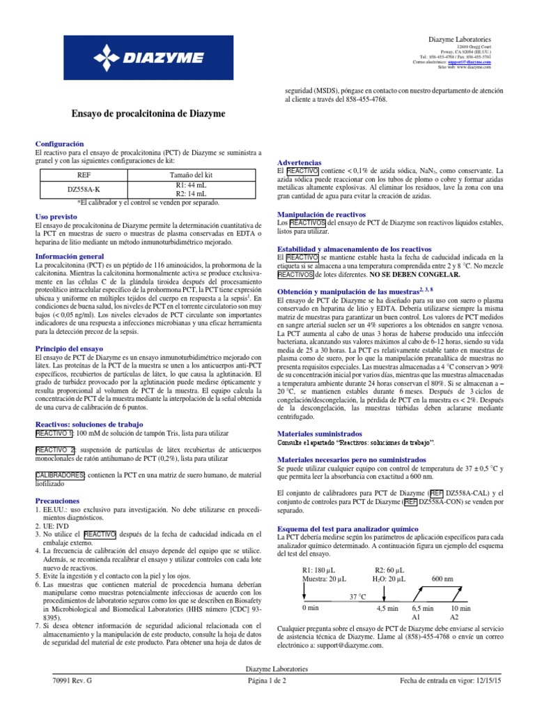 Diazyme PCT Assay Package Insert - ES | PDF | Septicemia | Sangre