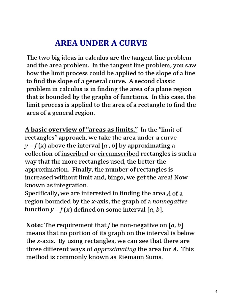 Calculating Area Under a Curve Using Riemann Sums | PDF | Area | Integral