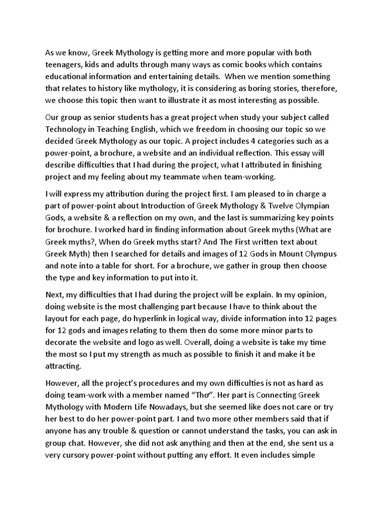 Reflection | PDF | Greek Mythology | Websites