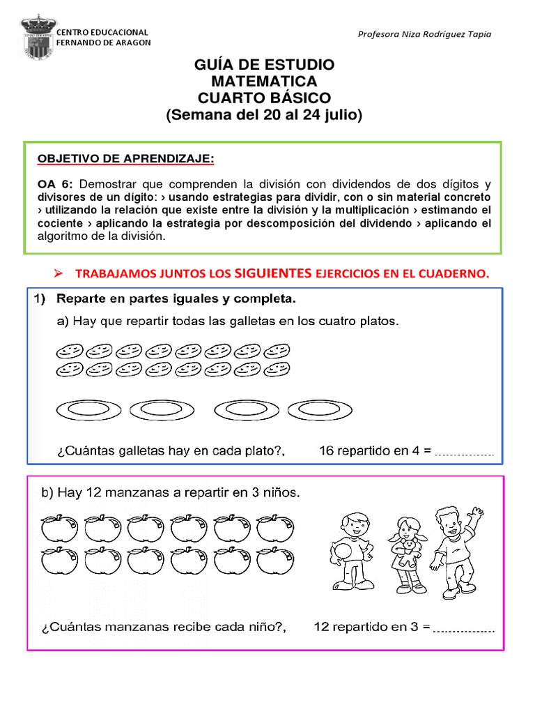 Estrategias de División para Cuarto Básico | PDF | Métodos y materiales ...
