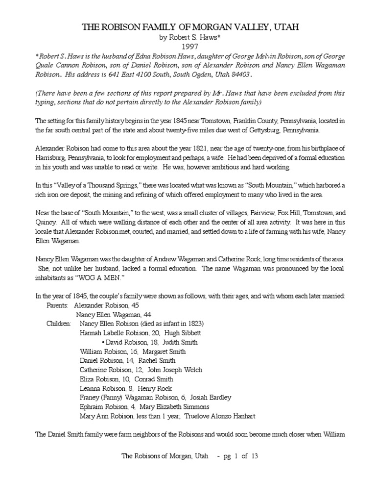 Robison Family of Morgan, Utah | PDF | Utah | Baptism