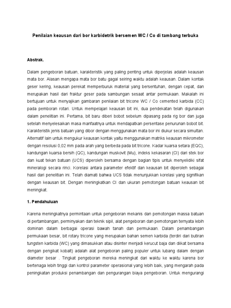 Penilaian Keausan Bor Karbida WC/Co | PDF