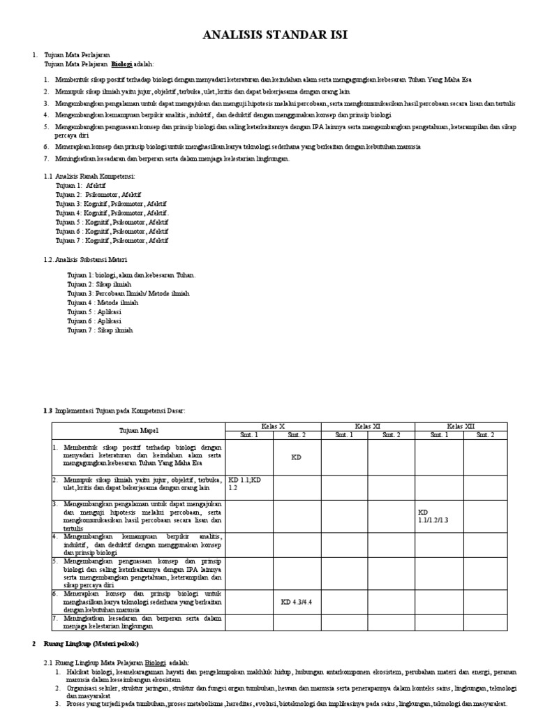 Analisis Standar Isi OK | PDF