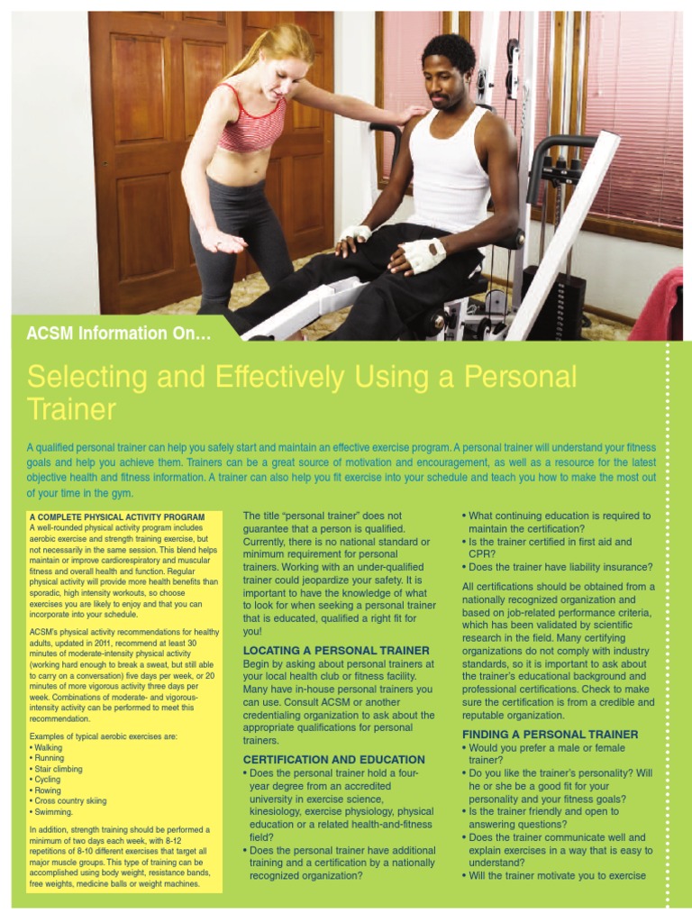 Selecting and Effectively Using A Personal Trainer | PDF | Personal ...