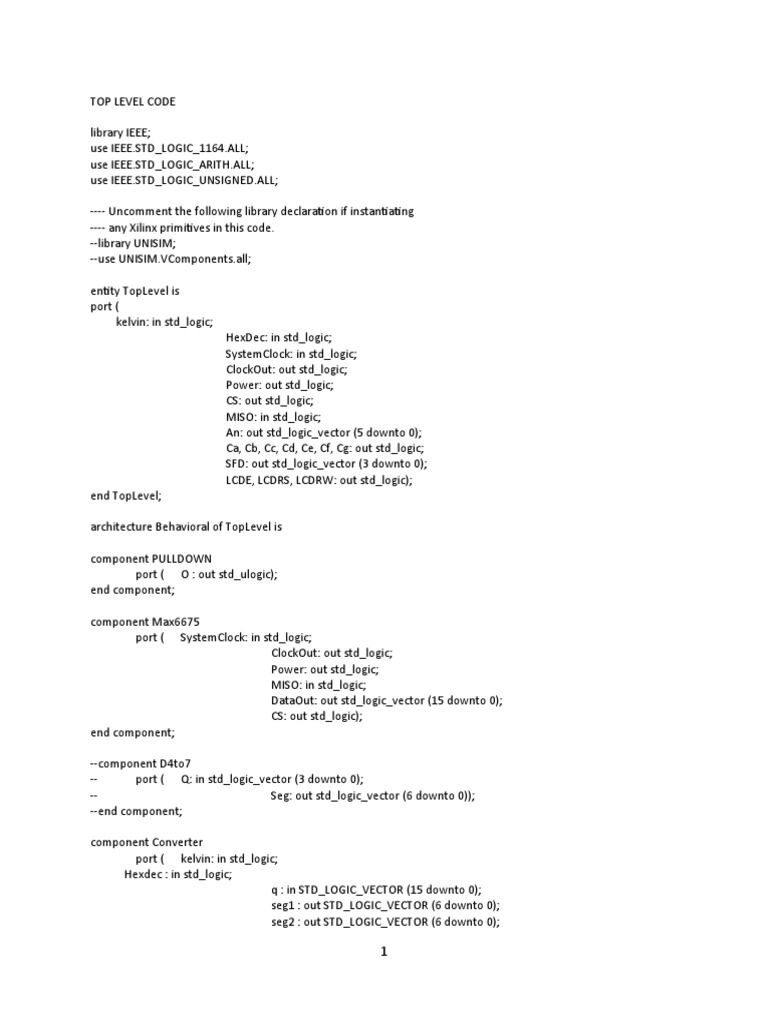 VHDL Top Level Code for Max6675 | PDF | Computing | Computer Engineering