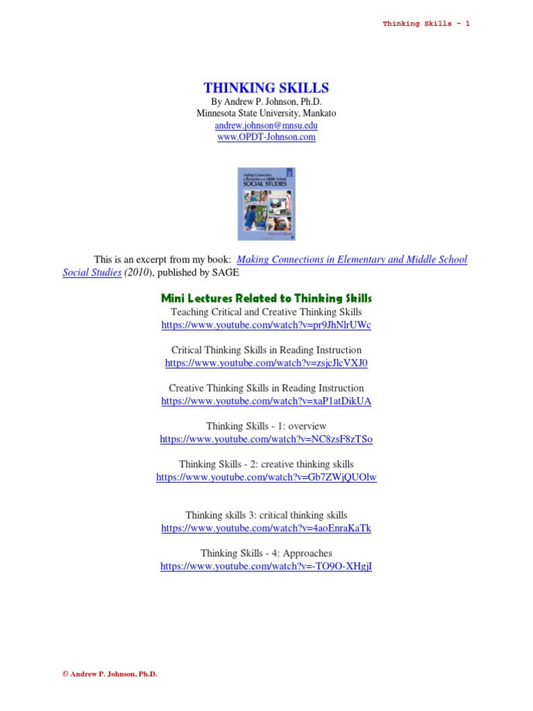Thinking Skills | PDF | Critical Thinking | Thought