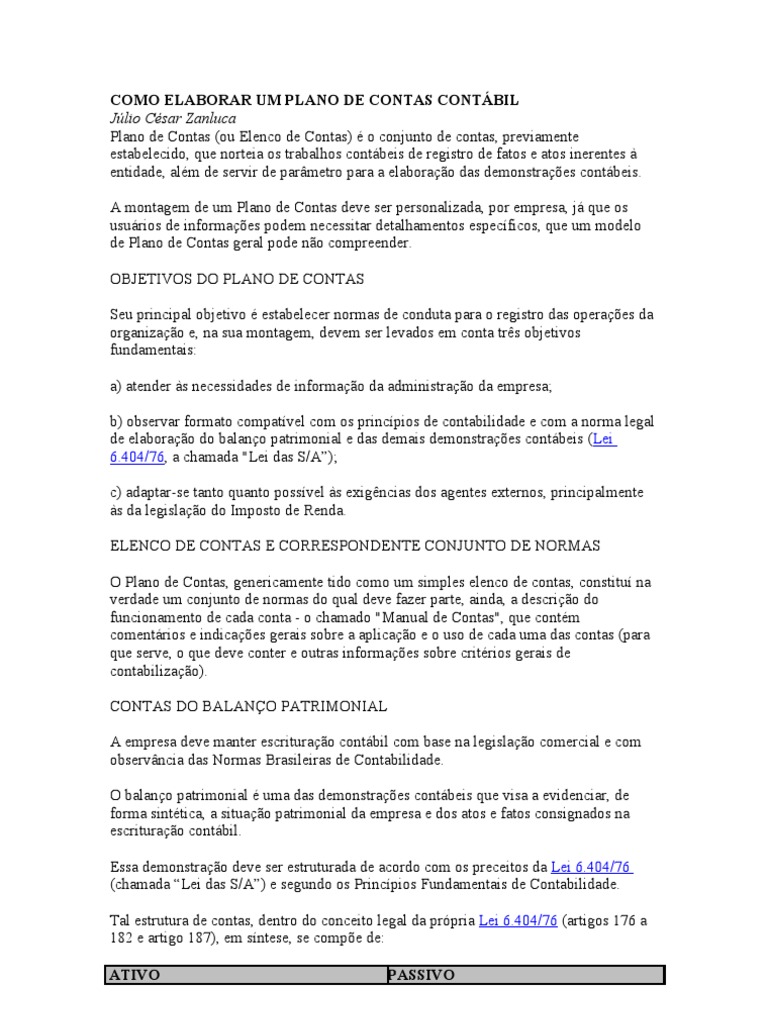 Como Elaborar Um Plano de Contas Contábil | PDF | Relatório anual ...