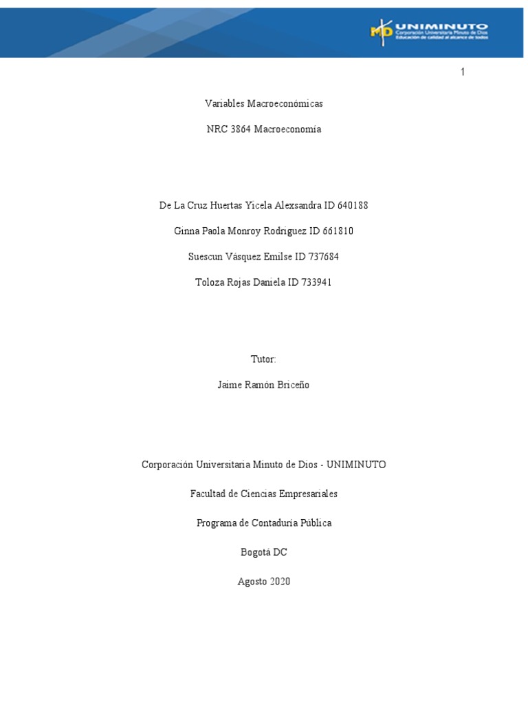 Variables Macroeconómicas Pdf Inflación Macroeconómica