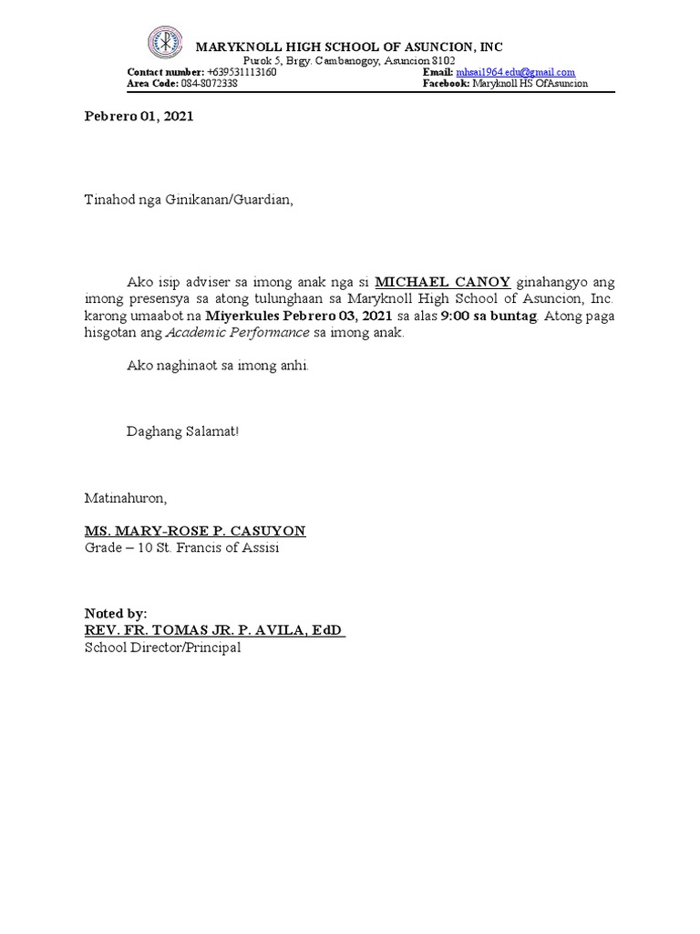 Sulat Alang Sa Ginikanan | PDF