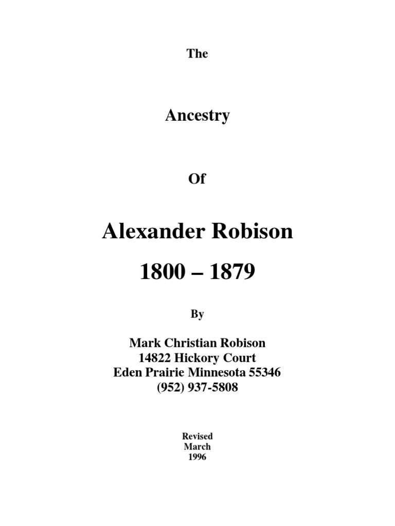 The Ancestry of Alexander Robison | PDF | Utah | Genealogy