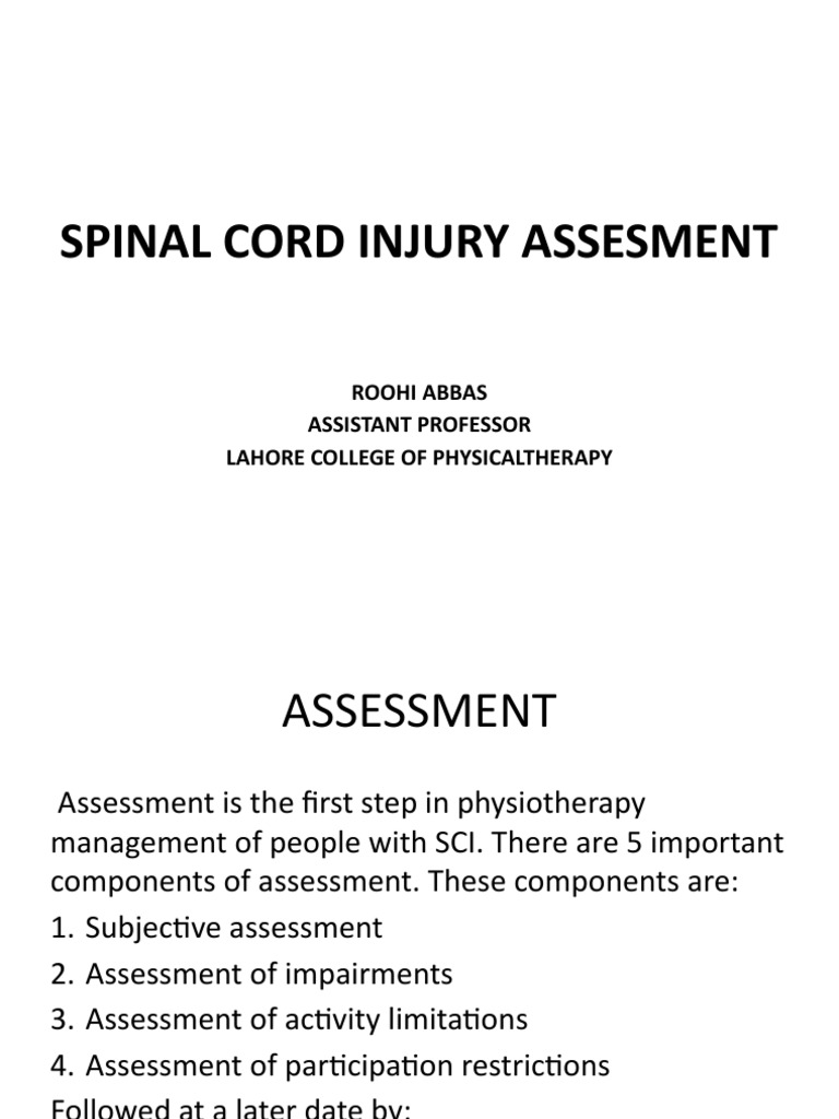 Spinal Cord Injury Assessment | PDF | Spinal Cord Injury | Physical Therapy