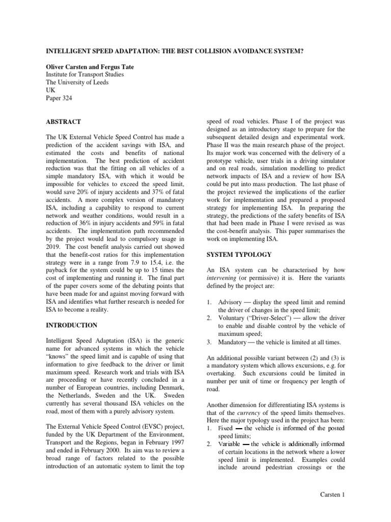 Intelligent Speed Adaptation: The Best Collision Avoidance System ...