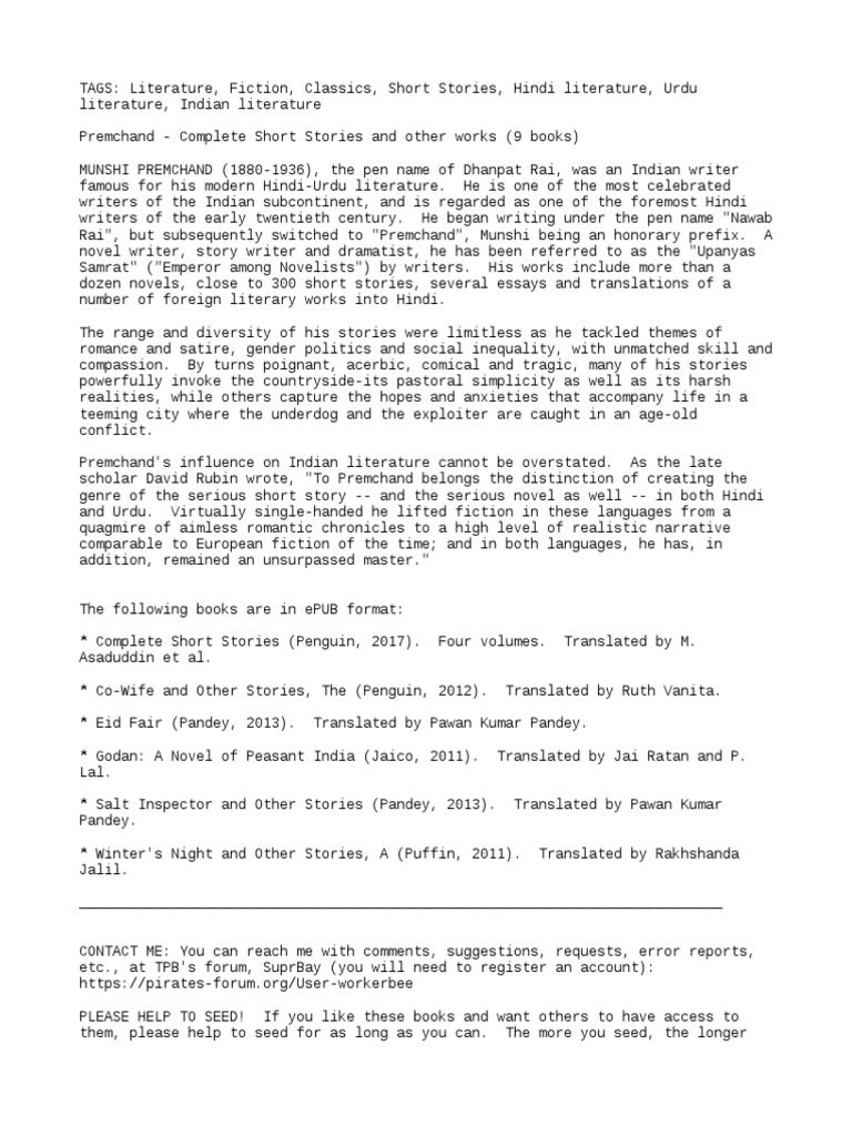 Prem Chand | PDF | Writing | Poetry