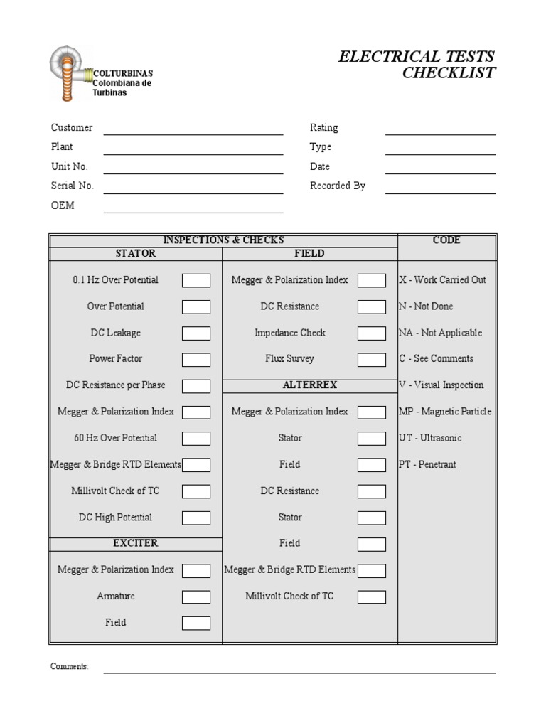 907S Electrical Test Check List | PDF