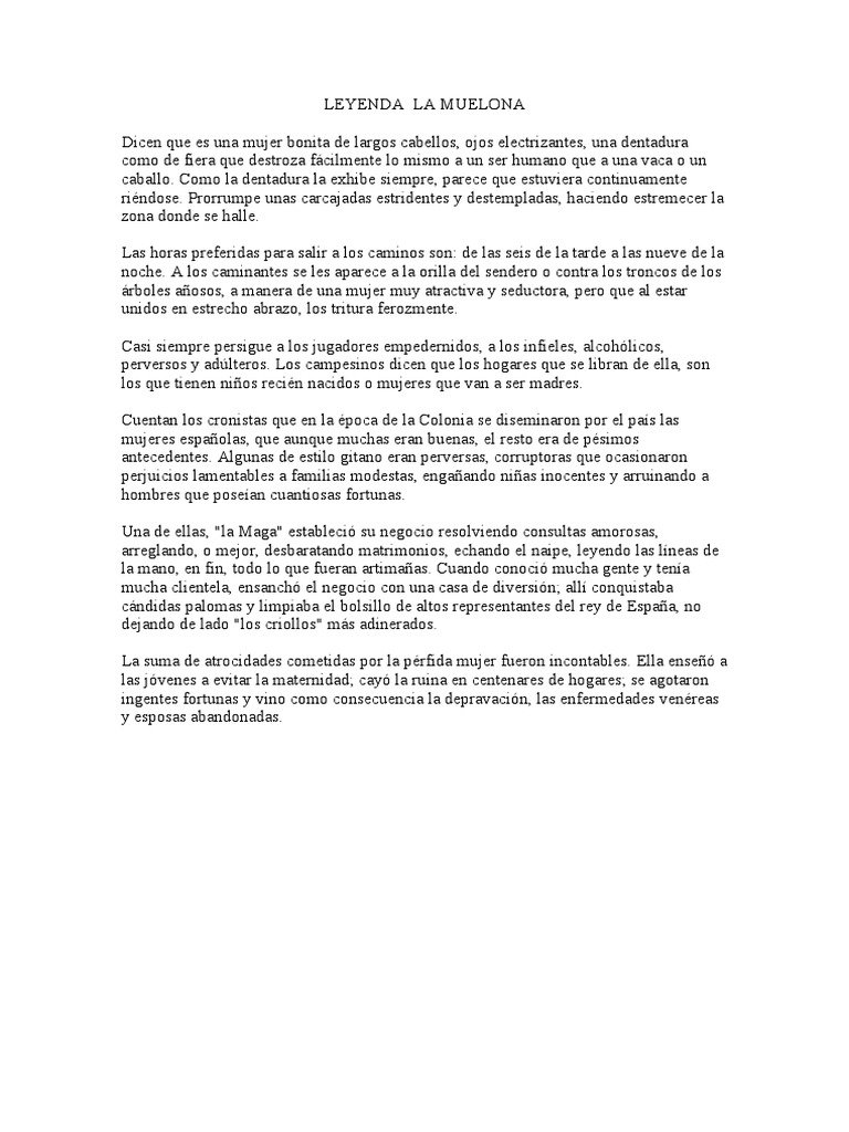 Leyenda La Muelona | PDF | Clásicos