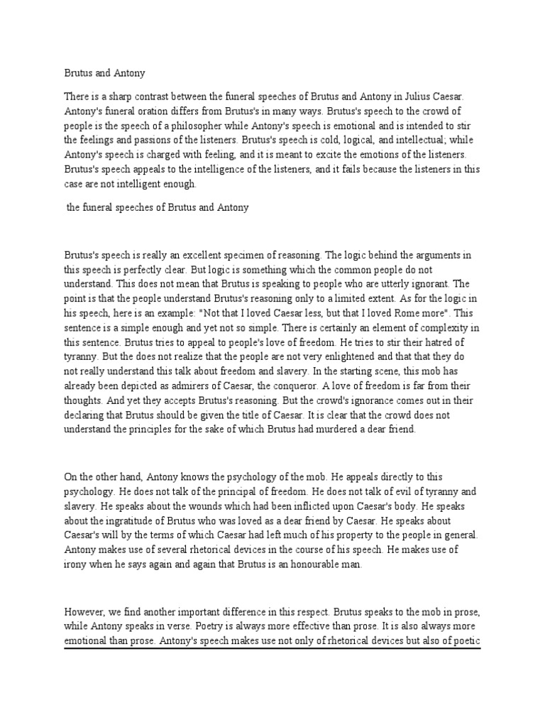 Brutus and Antony | PDF | Julius Caesar | Mark Antony