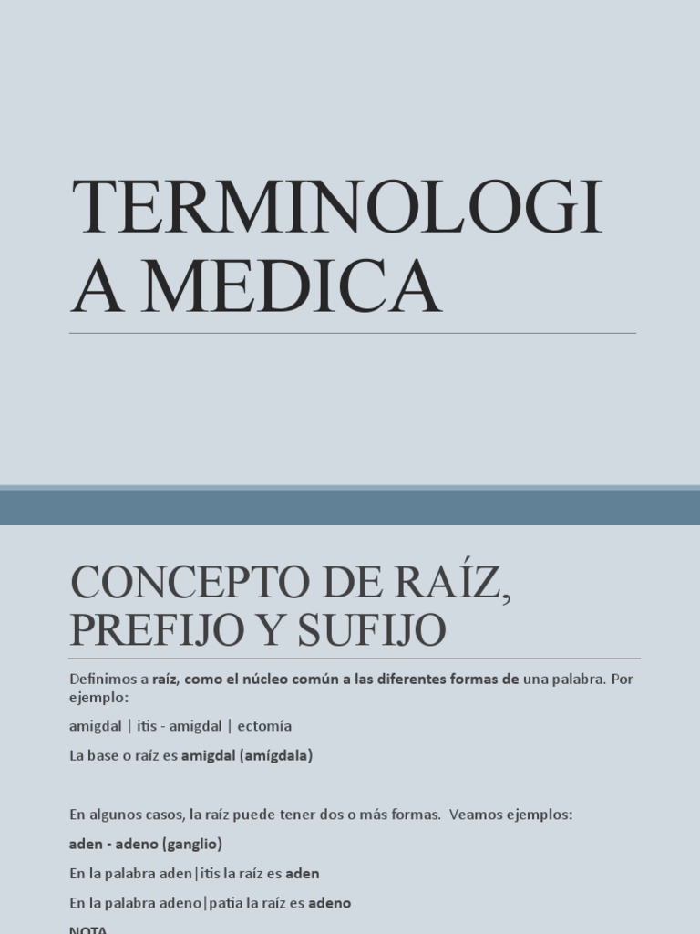 Terminología Médica: Raíces, Prefijos y Sufijos | PDF | Especialidades ...