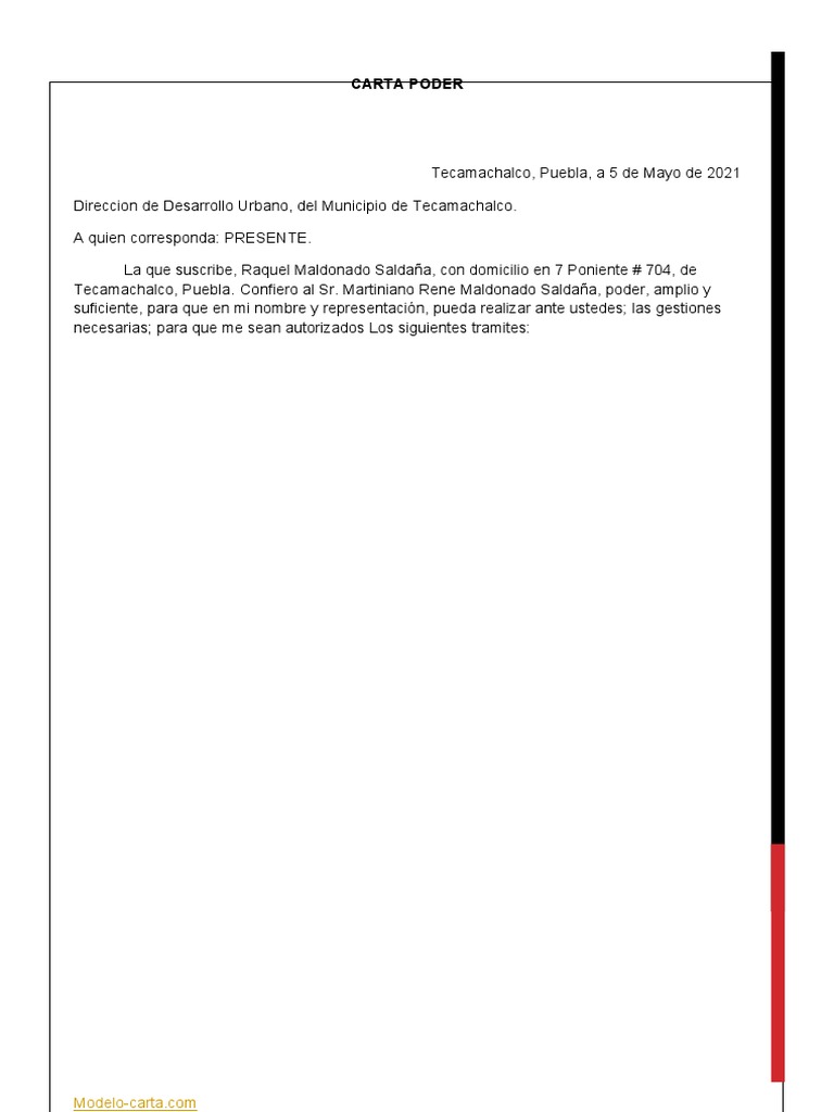 Carta Poder Simple | PDF | Gobierno | Justicia