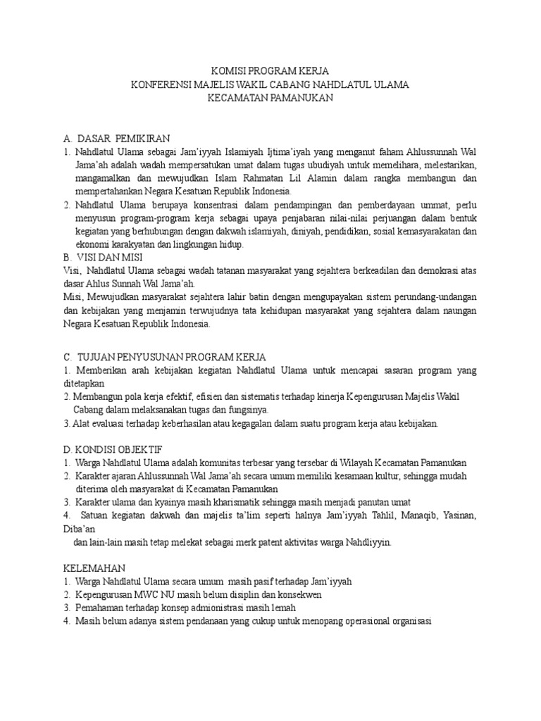 Materi Sidang Komisi Program Kerja | PDF