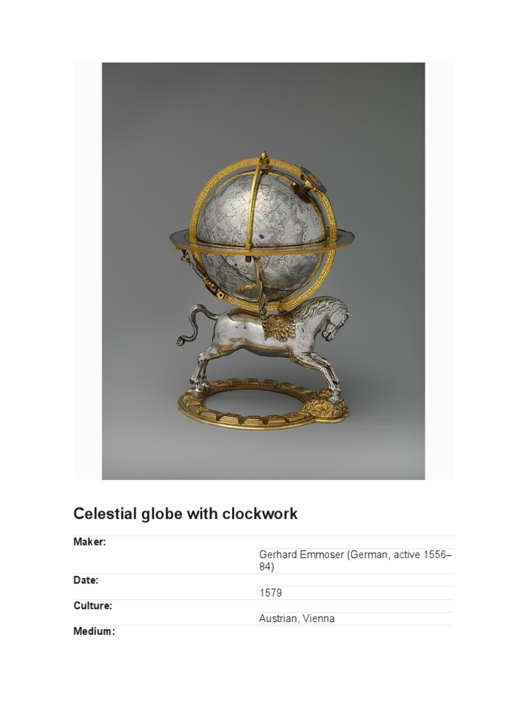 Celestial Globe With Clockwork | PDF
