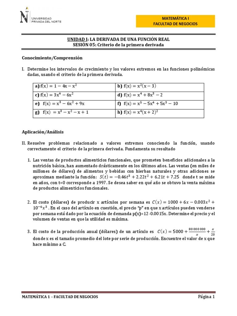 3.S5 HT Maximos y Minimos. Criterio de La Primera Derivada | PDF | Derivado | Volumen