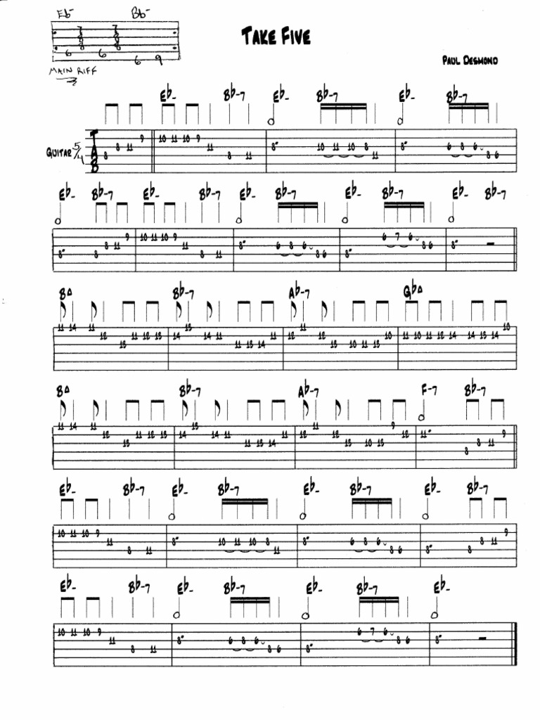 Take Five - Guitar Tablature | PDF