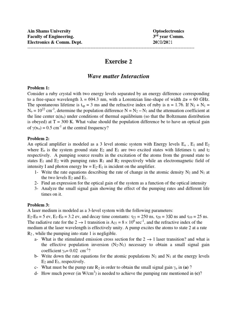 Optoelectronics Wave-Matter Interaction | PDF | Electrodynamics ...