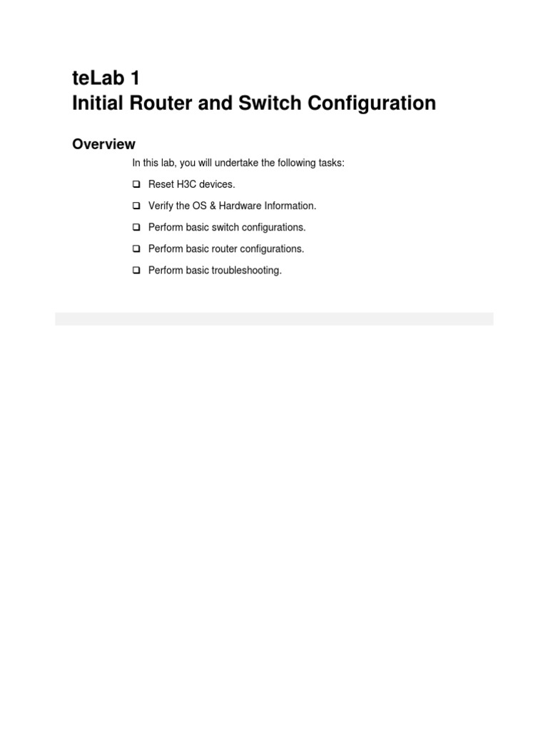 H3C Router and Switch Configuration Lab | PDF | Network Switch ...