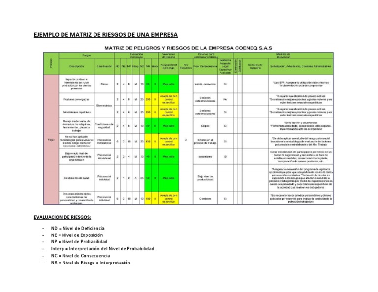Ejemplo de Matriz de Riesgos de Una Empresa | PDF