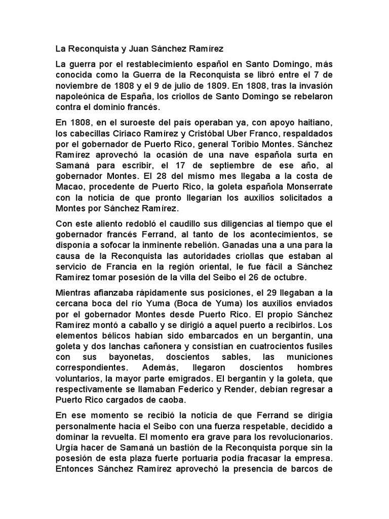 La Reconquista y Juan Sánchez Ramírez | PDF | Militar | Conflicto armado