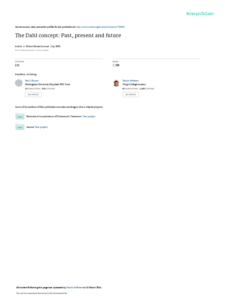 The Dahl Concept Past Present and Future | PDF | Dentistry | Mouth