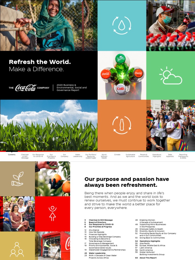 Coca Cola Business Environmental Social Governance Report 2020 | PDF ...