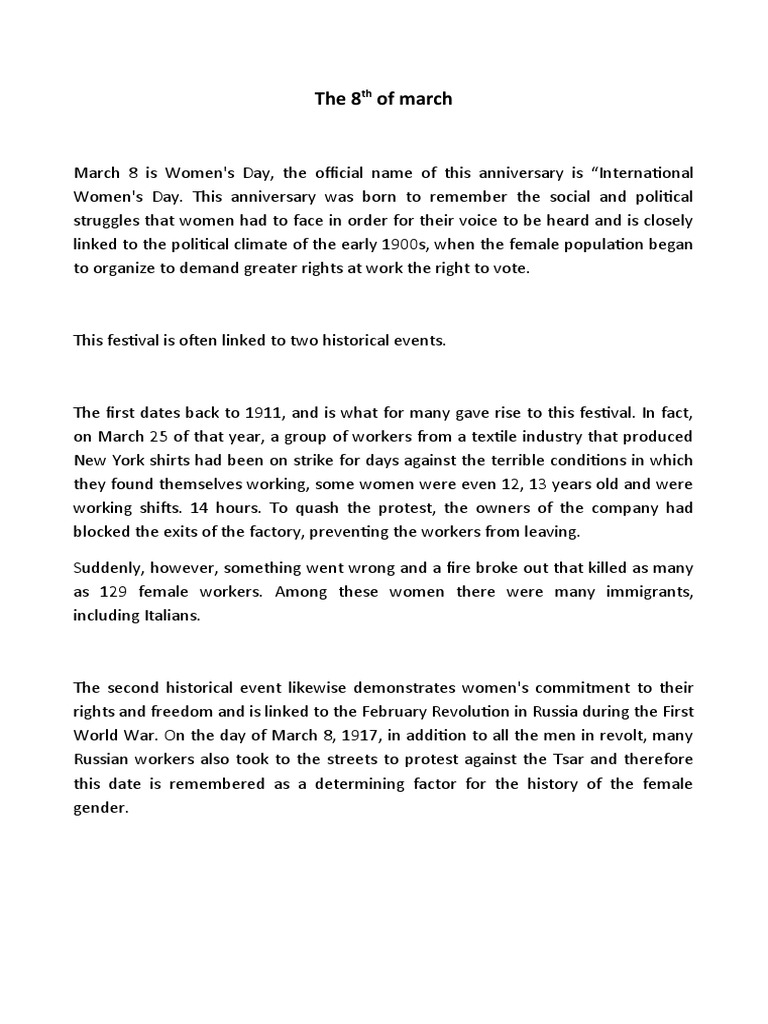 International Women's Day History | PDF