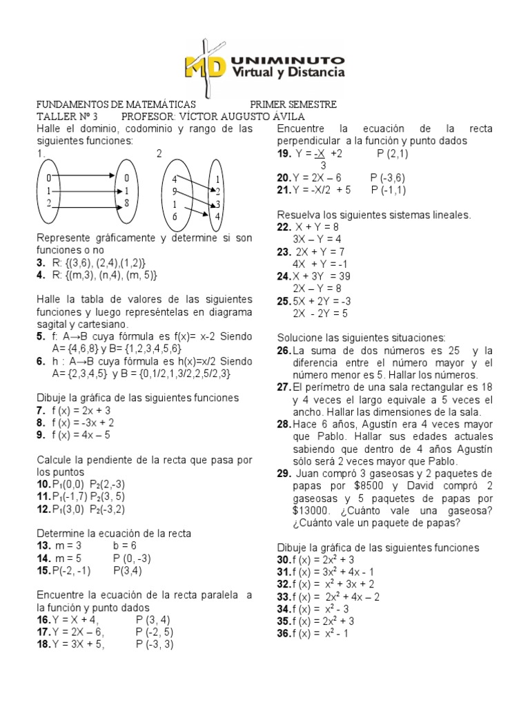 Taller 3 Fundamentos de Matematicas | PDF | René Descartes | Álgebra