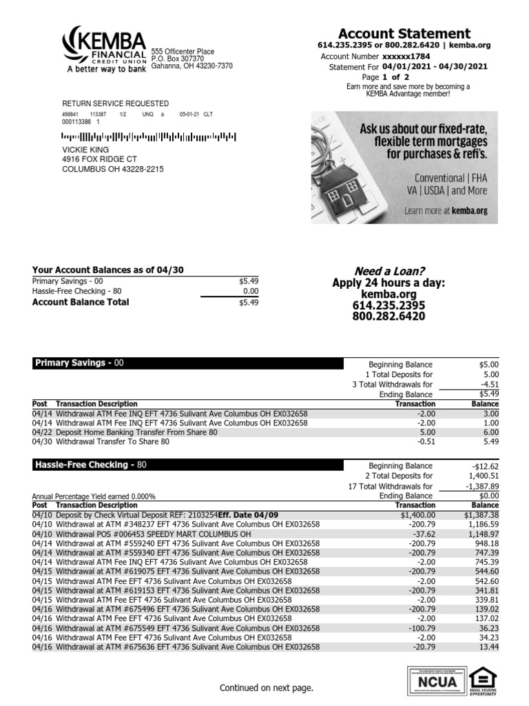 Member Statements-04302021 | PDF | Transaction Account | Automated ...
