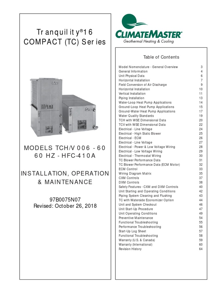 97b0075n07 Climatemaster Commercial Tranquility 16 Compact TC Series ...