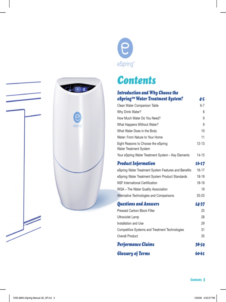 Espring Manual | PDF | Water Purification | Water Treatment