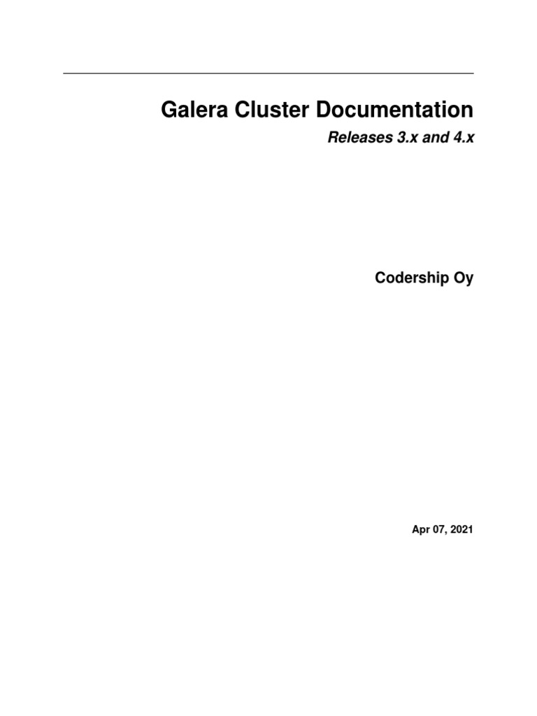 Galera Documentation | PDF | Replication (Computing) | Database Transaction