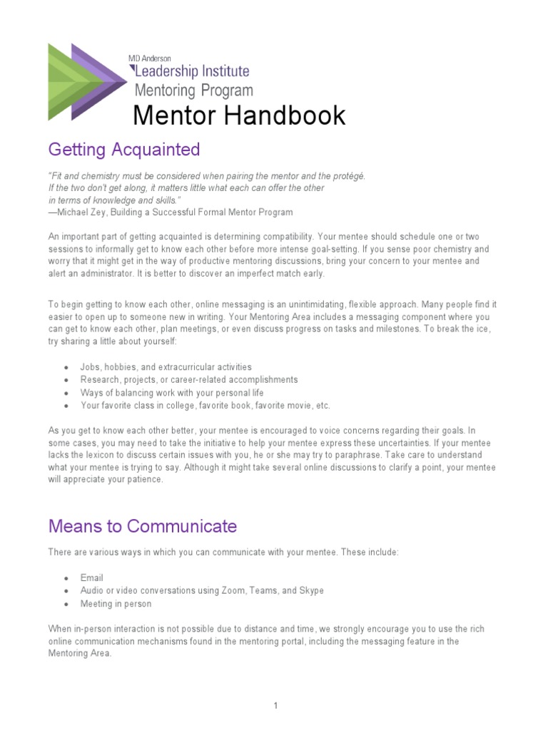 Mentor Handbook | PDF | Mentorship | Human Nature
