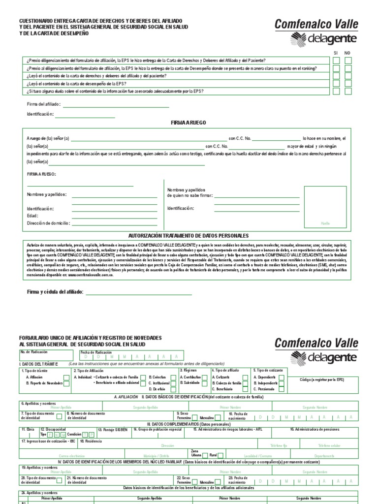 Formulario Afiliacion Comfenalco | PDF | Cuidado de salud del gobierno | Business