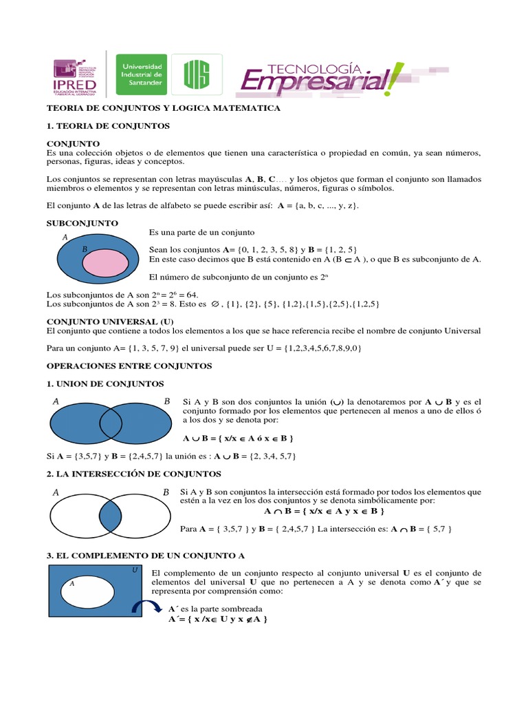 Teoria de Conjuntos y Logica | PDF | Proposición | Conjunto (Matemáticas)