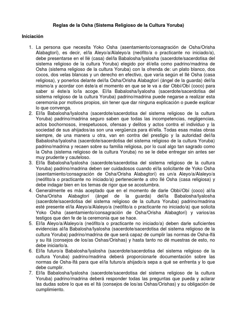 Reglas De La Osha Pdf Santeria Ropa