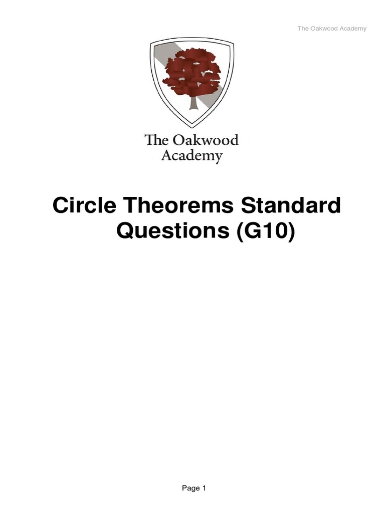 G10 HIGHER Circle Theorems Standard Questions | PDF | Triangle Geometry ...