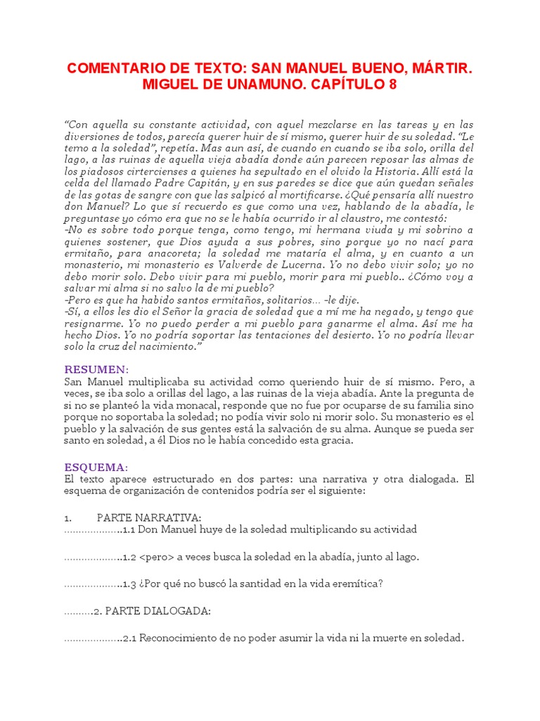 COMENTARIO de "San Manuel Bueno, Mártir" de - Miguel de Unamuno - 1 ...